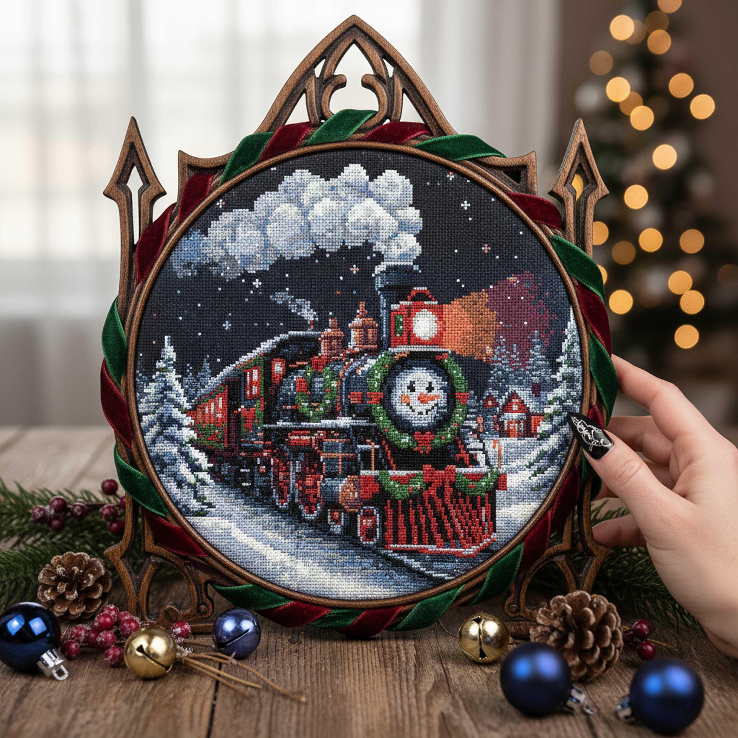 Snowman Express Cross Stitch Pattern: Christmas Train Embroidery (PDF ...