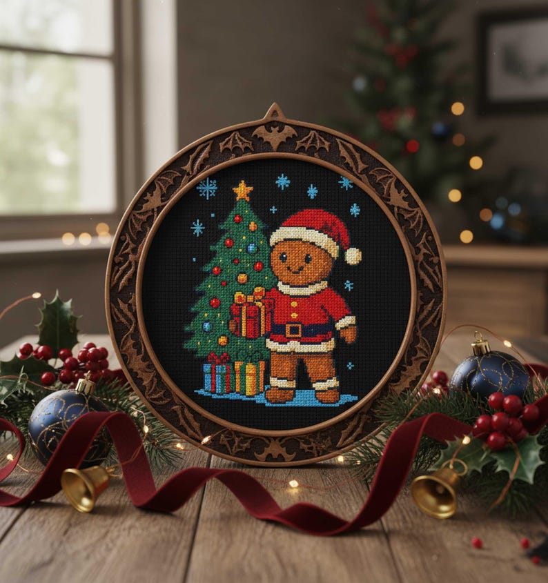 Gingerbread Man Cross Stitch Pattern Cute Christmas Cookie Santa ...