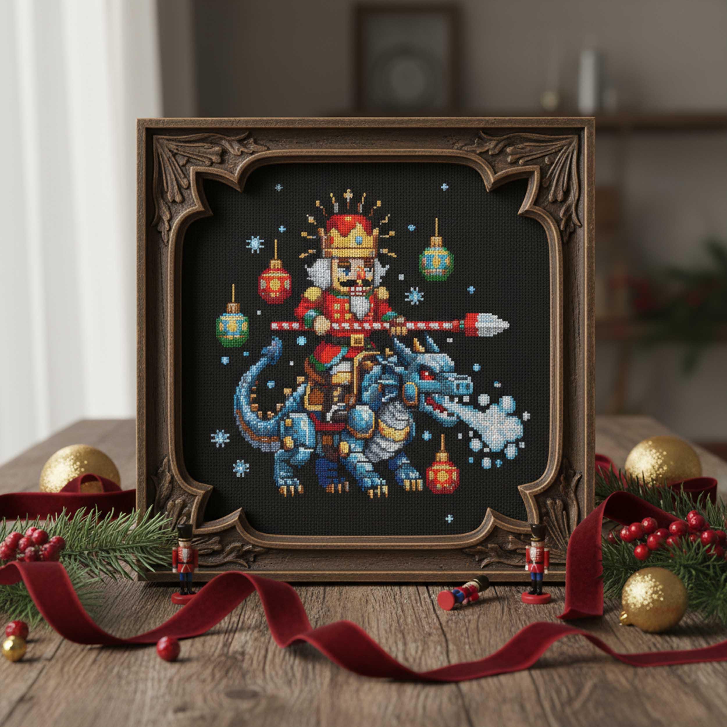 Nutcracker Dragon Cross Stitch Pattern: Christmas King Embroidery With ...