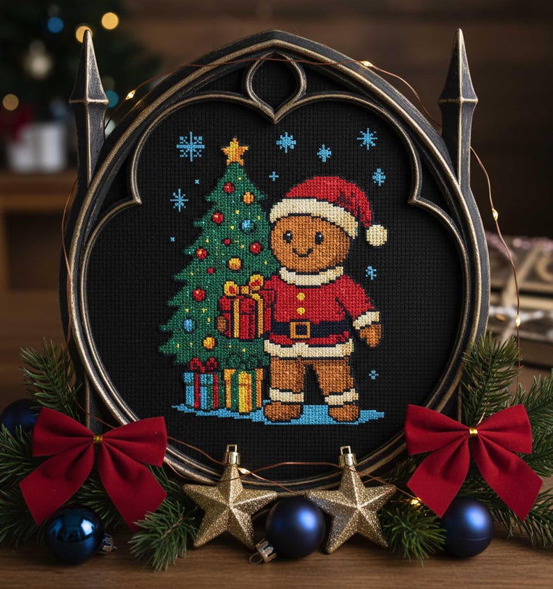 Gingerbread Man Cross Stitch Pattern Cute Christmas Cookie Santa ...