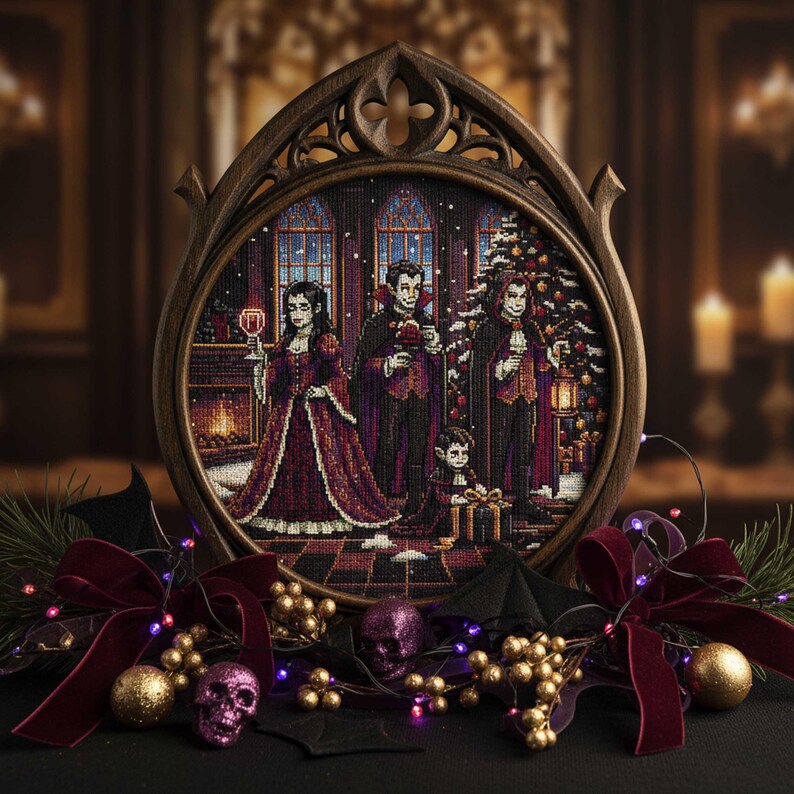 Dark Christmas Cross Stitch Pattern: Vampire Family by Tree and ...