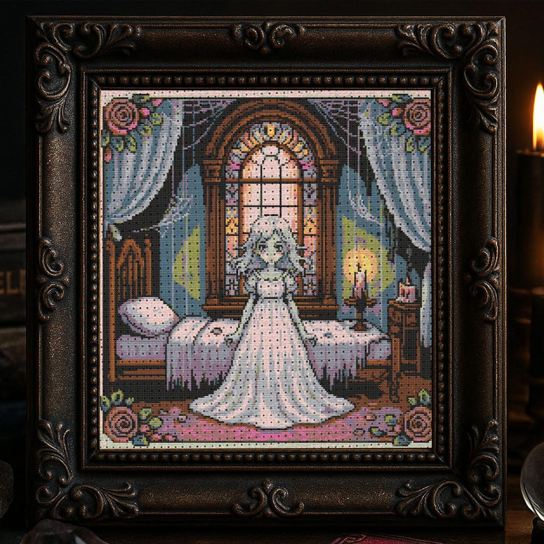 Haunted Ghost Girl Cross Stitch Pattern Ghost Girl Wedding Embroidery ...