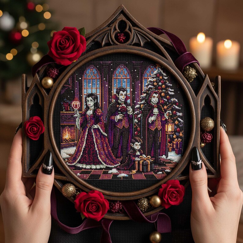Dark Christmas Cross Stitch Pattern: Vampire Family by Tree and ...