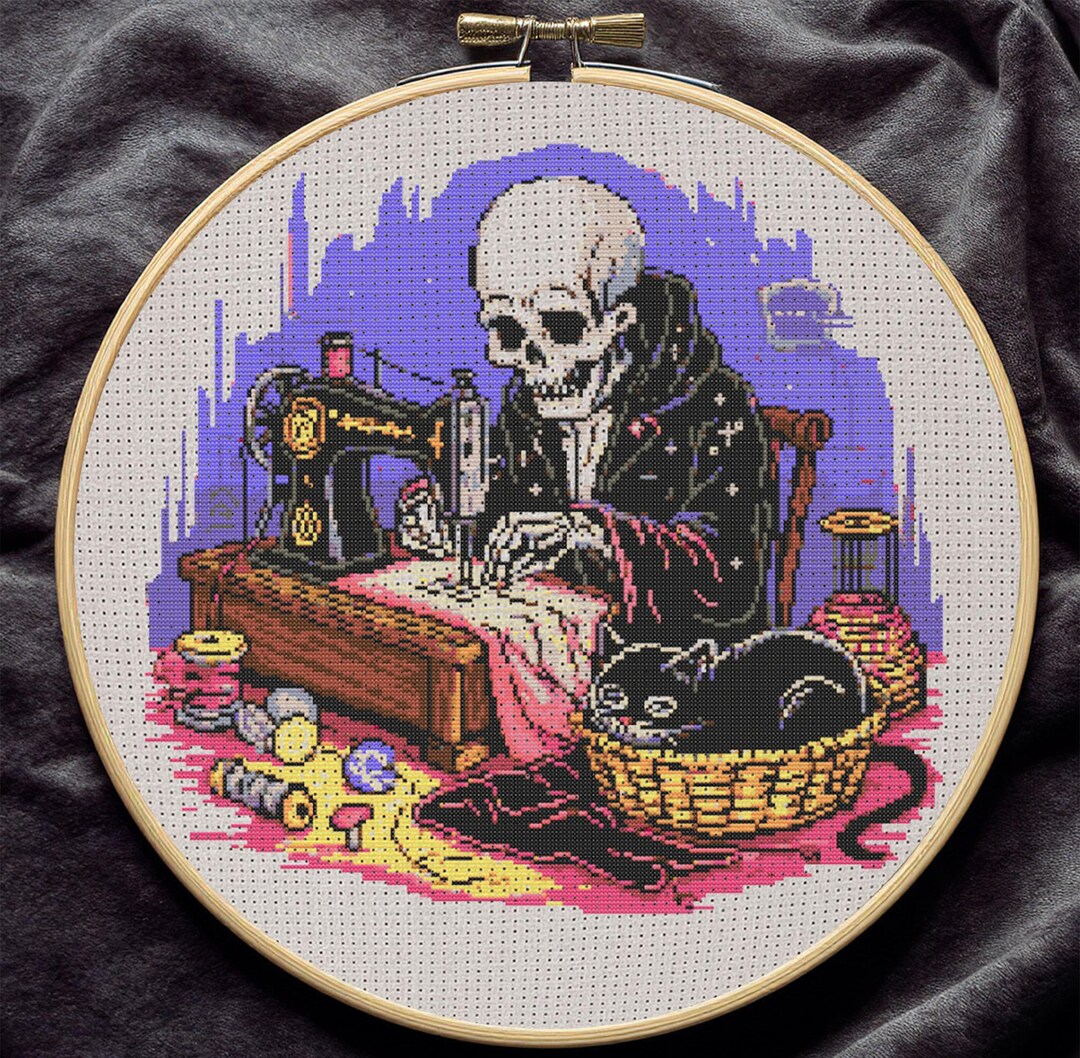 Gothic Skeleton Sewing Cross Stitch Pattern Skeleton Witchy Sewing ...