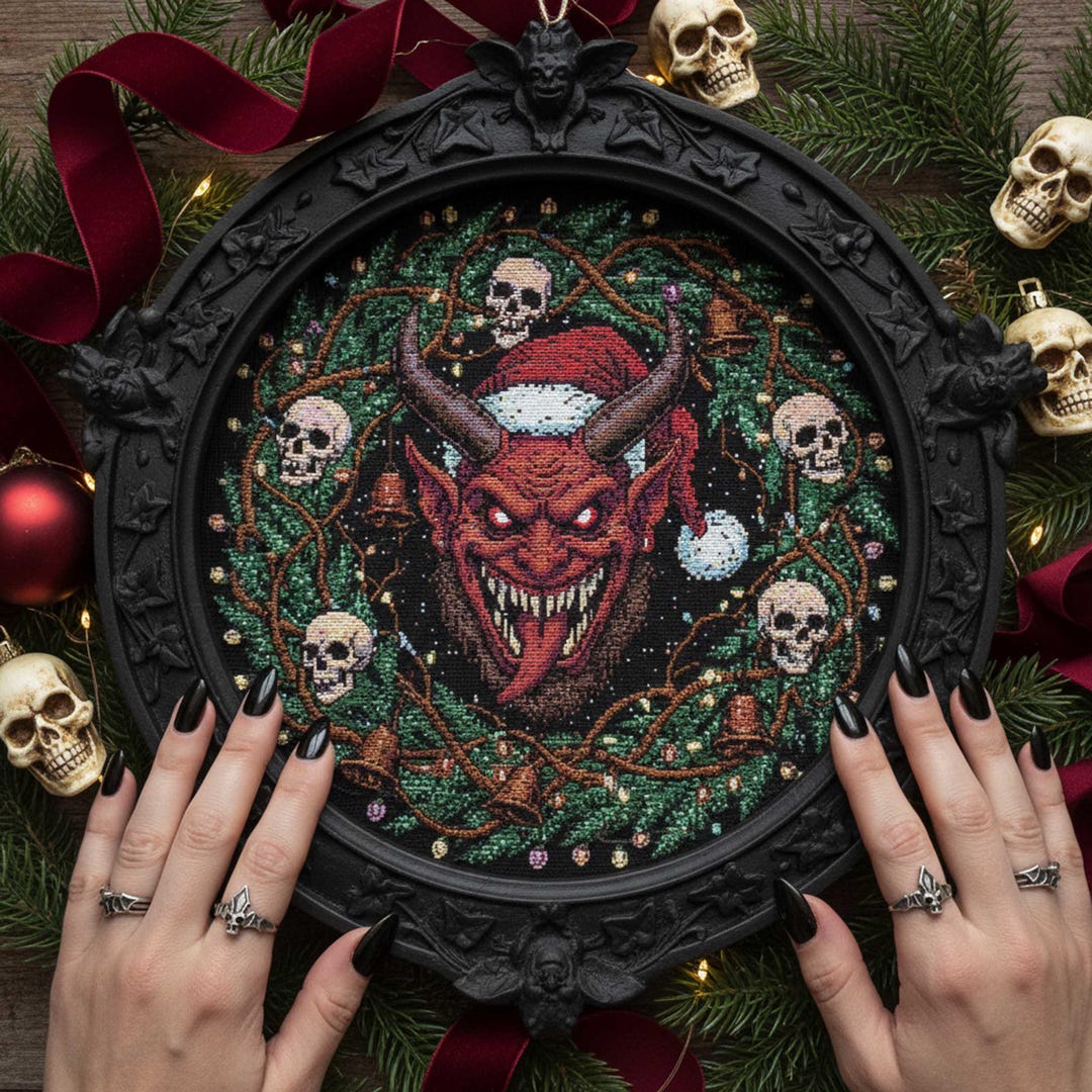Christmas Goblin Cross Stitch Pattern PDF – Gothic Holiday Embroidery ...