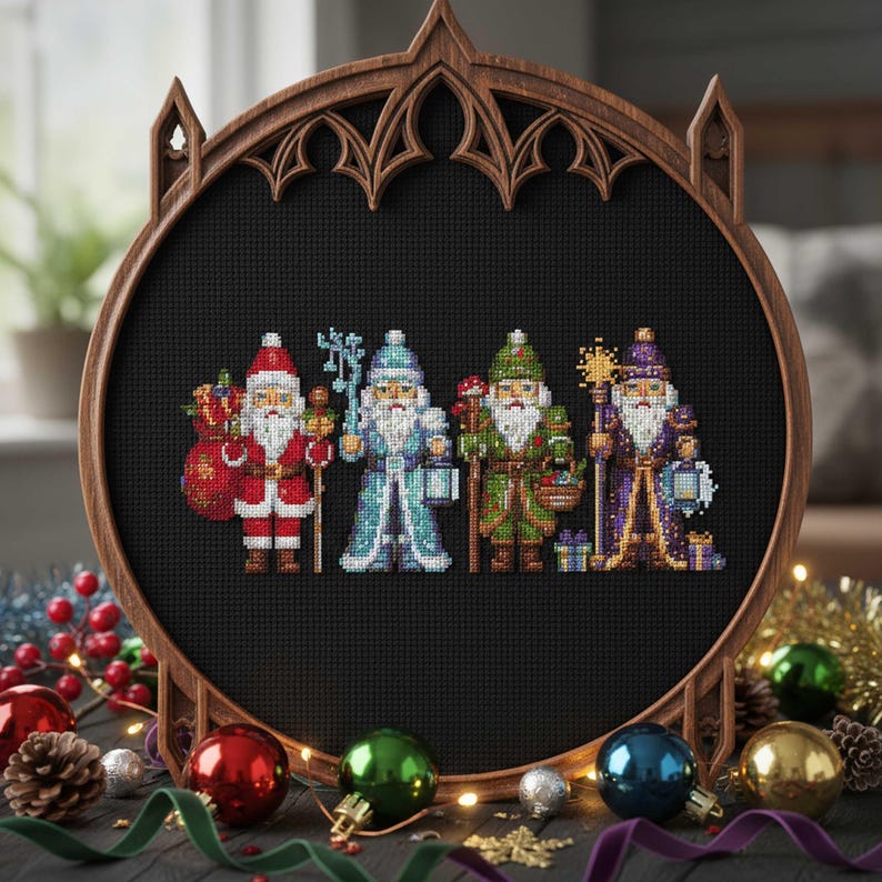 Christmas Wizards Cross Stitch Pattern: Fantasy Santa Embroidery (PDF ...