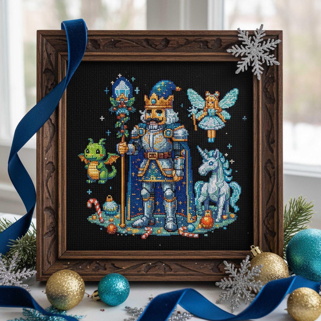 Nutcracker King Cross Stitch Pattern: Christmas Fantasy Embroidery With Unicorn, Fairy Dragon ...
