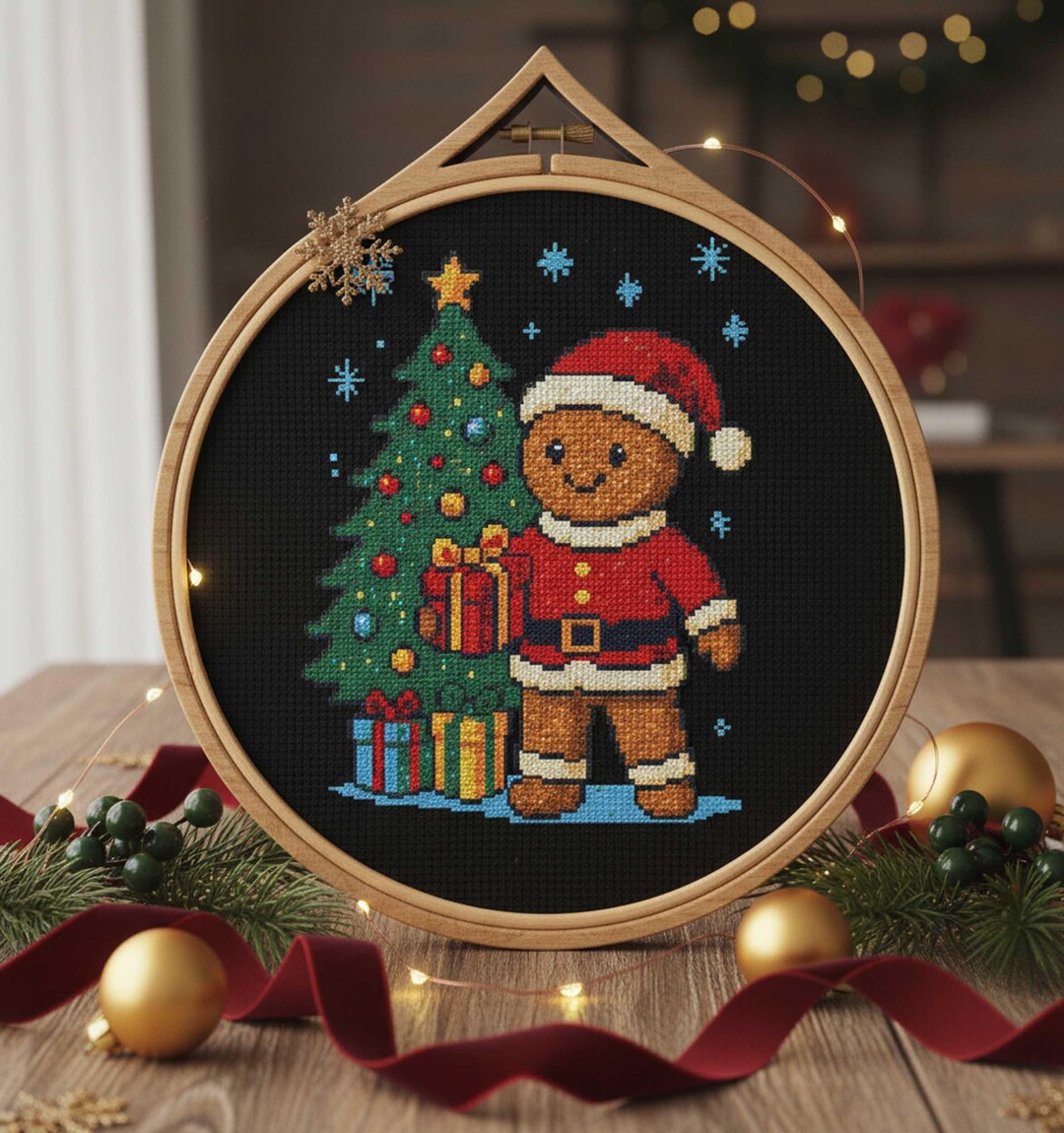 Gingerbread Man Cross Stitch Pattern Cute Christmas Cookie Santa ...