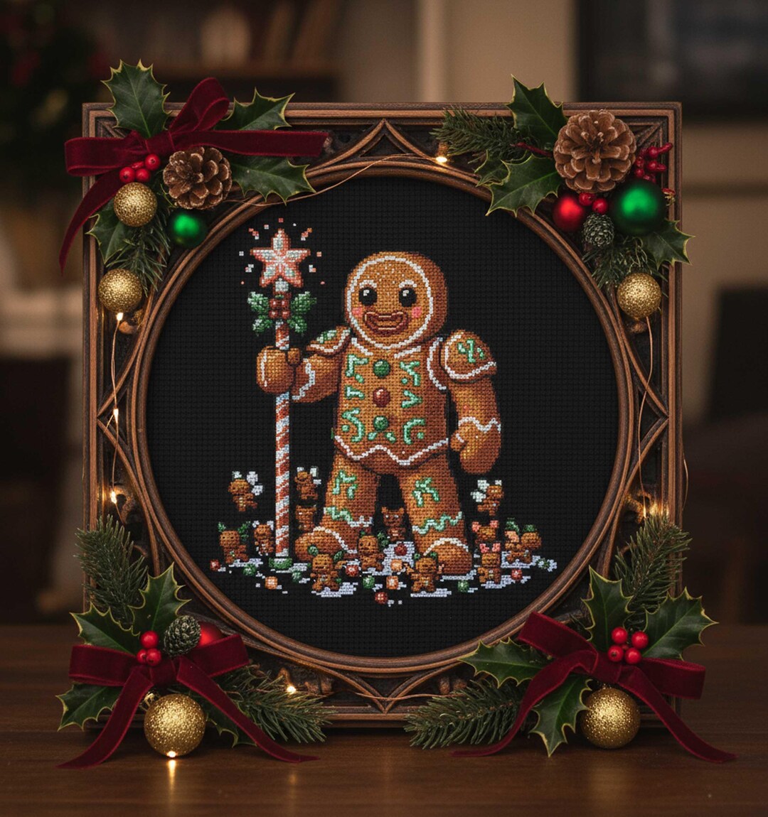 Gingerbread Man Cross Stitch Pattern Christmas Giant Cookie Embroidery ...