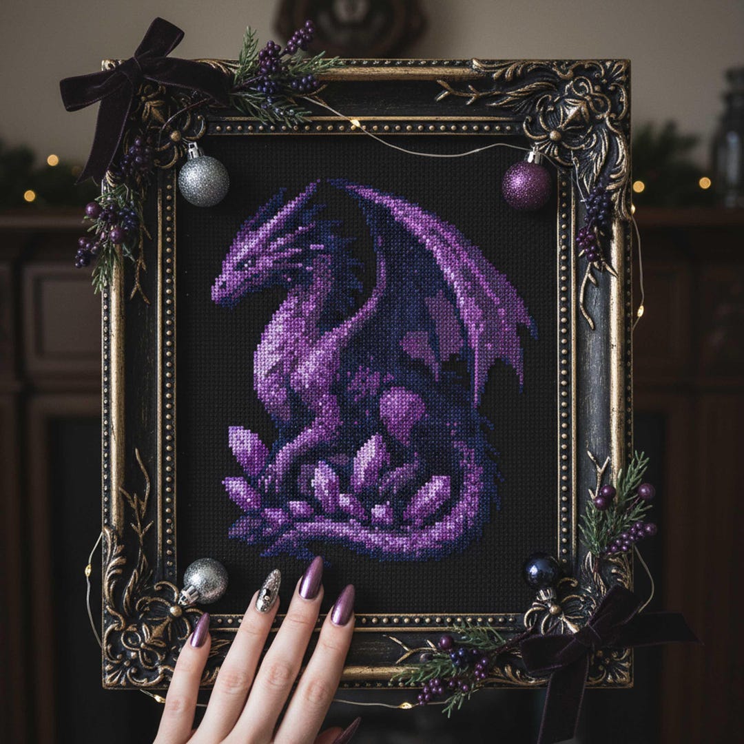 Amethyst Dragon Cross Stitch Pattern: Majestic Fantasy Creature ...