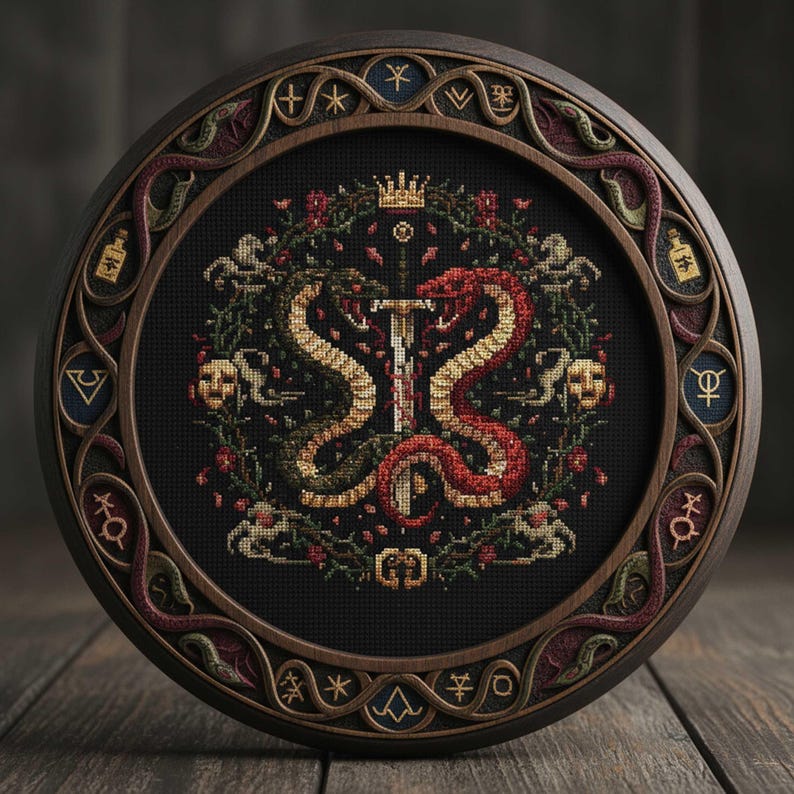 Medieval Snake Cross Stitch Pattern – Gothic Sword and Serpent ...