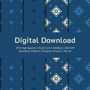 Traditional Thai Pattern, Prajam Yam Set 4, Seamless Thai Indigo ...