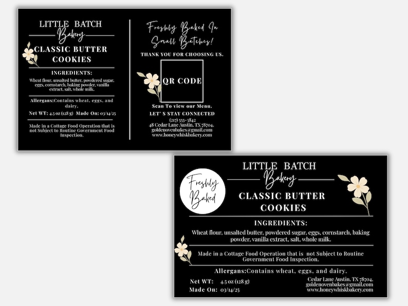 Editable Custom Cottage Food Label Template, Printable Canva QR Code ...