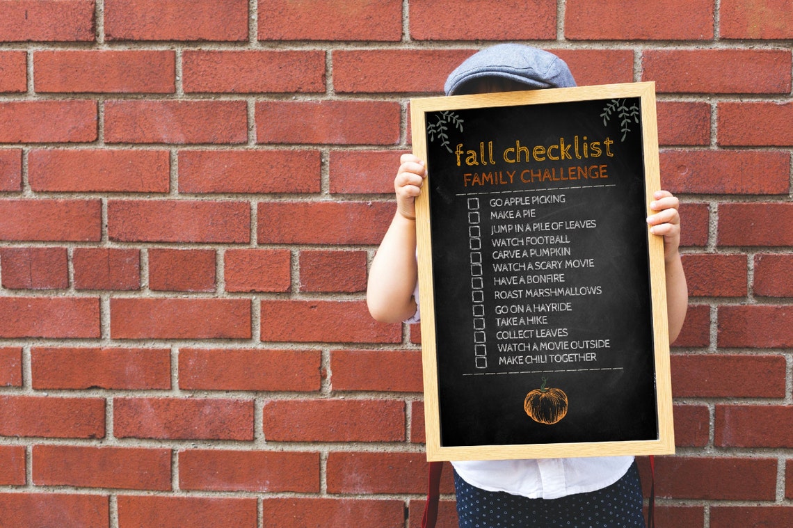 Fall Bucket List Family Challenge Chalkboard Print Premium Matte ...