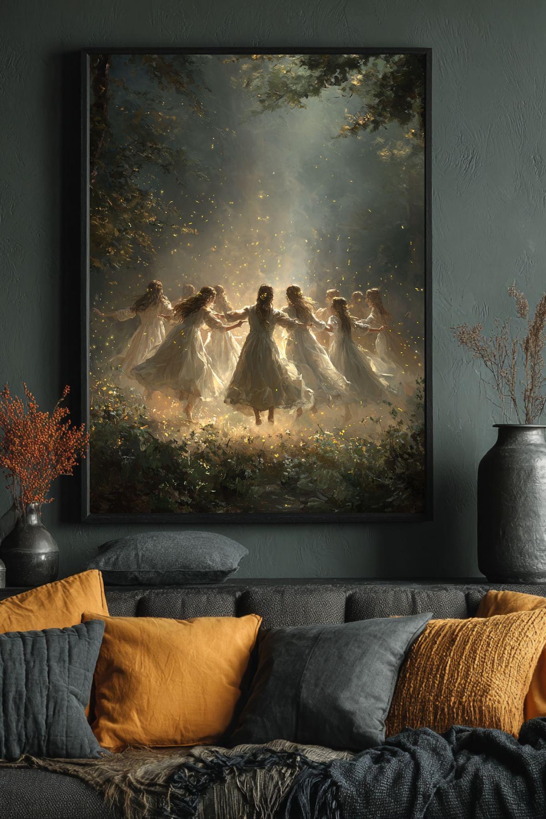 Dancing Forest Fairies Art Print – Ethereal Woodland Wall Decor in A4 ...