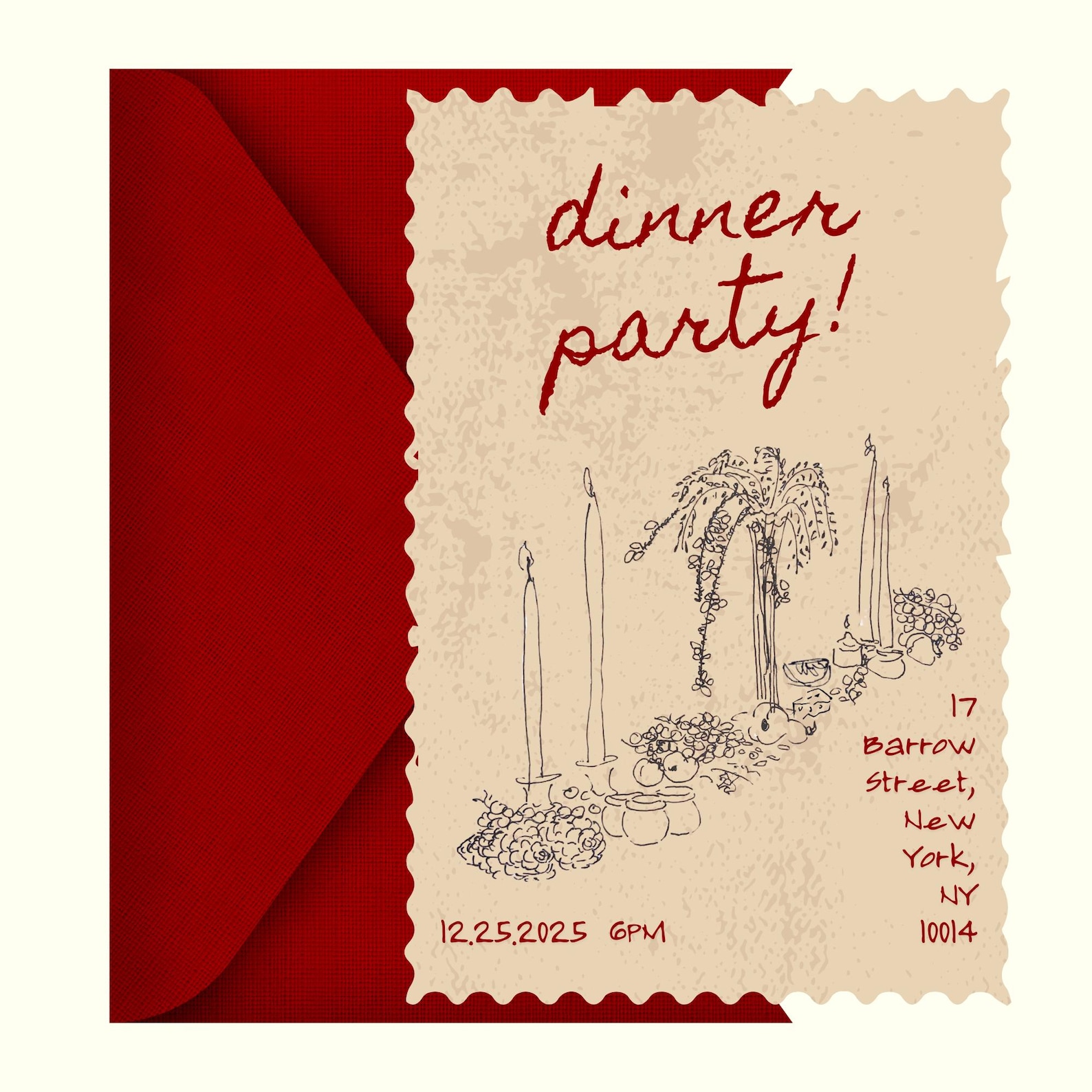 Whimsical Dinner Party Invitation + Menu Set Canva Template: Hand-drawn ...
