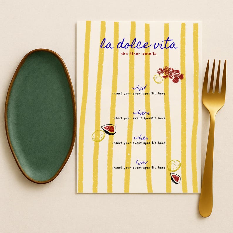 Coastal Birthday Invitation Template, Yellow Stripe Birthday Invite ...
