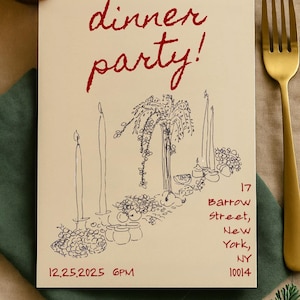 Whimsical Dinner Party Invitation + Menu Set Canva Template: Hand-drawn ...