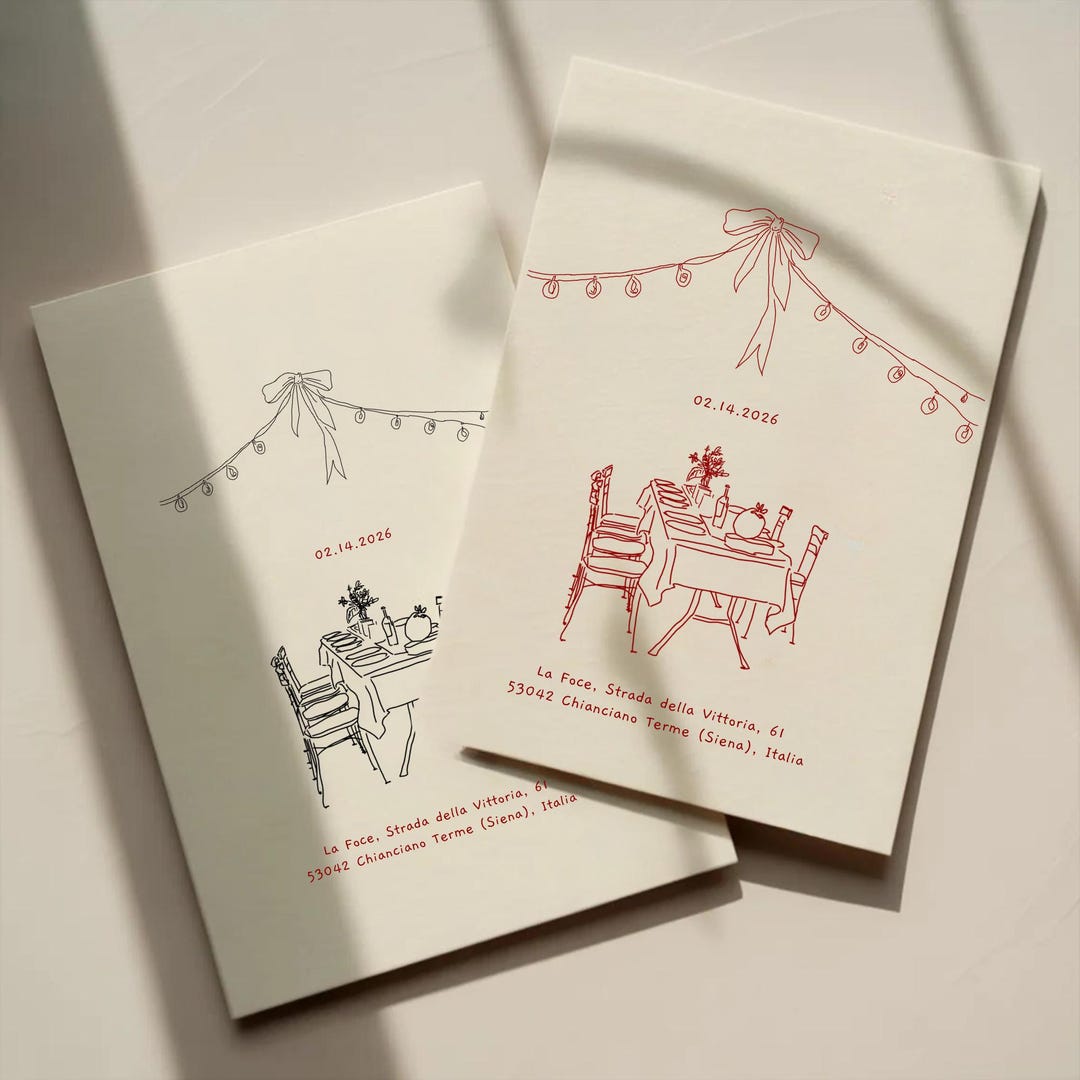 Elegant Dinner Party Invitation Template Set, Minimal Hand Drawn Invite ...