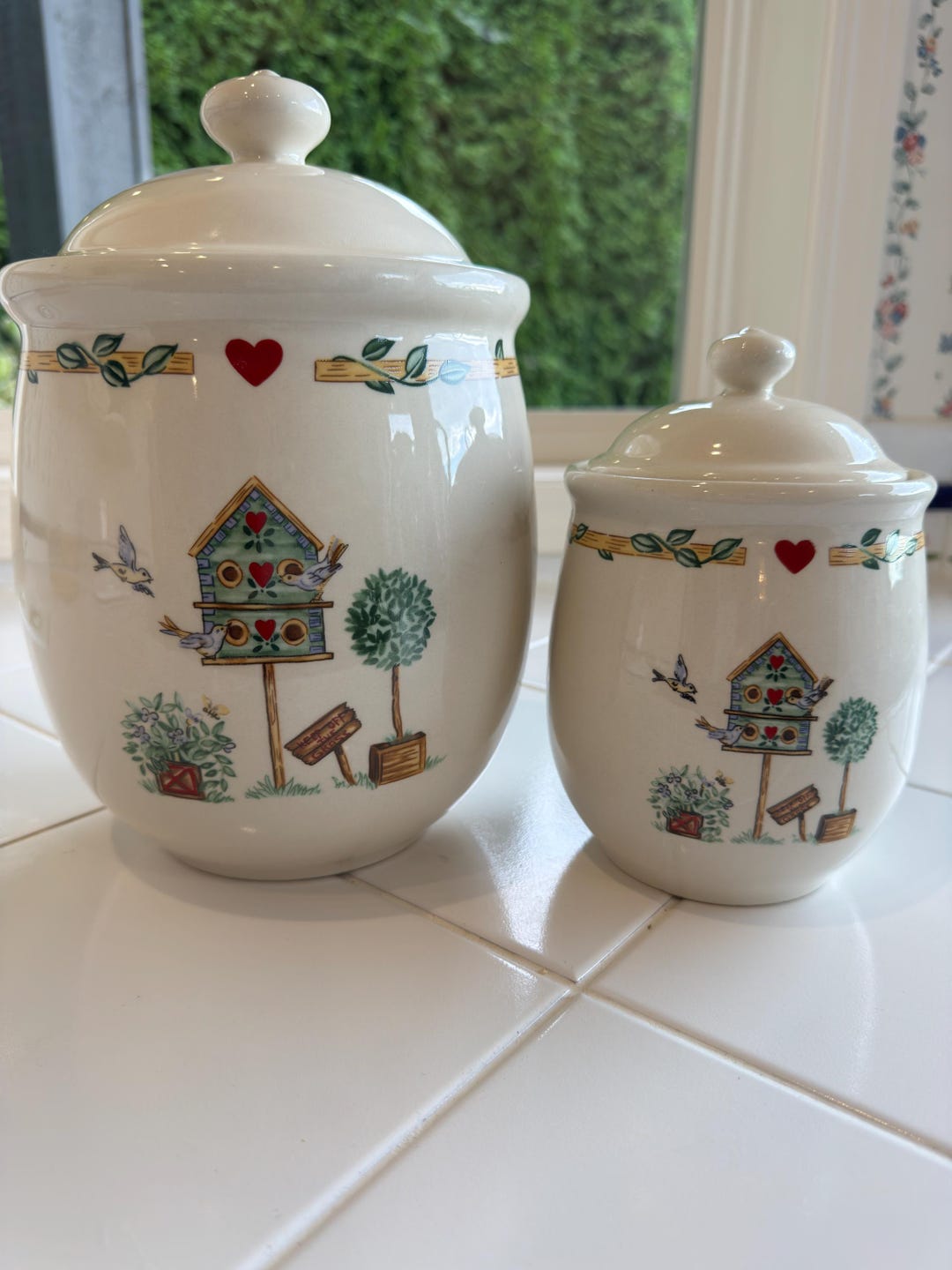 Thomson Pottery Birdhouse Collection -set of 2 Canisters W/lids - Etsy
