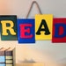 Colorful READ Hand-painted Wooden Sign, Library Decor, Classroom Sign ...