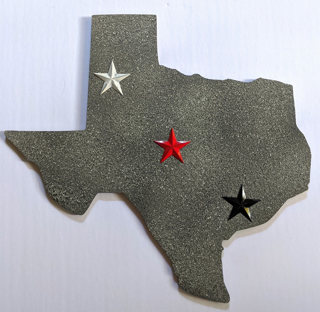 Rustic 15" Texas Shaped Sign, Stone-look With Red, Black, and White ...