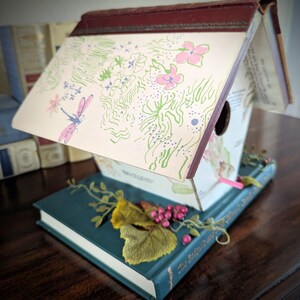 Plants and Floral "bookshelf Birdhouse" Made With Vintage Books, Book ...