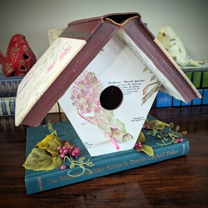 Plants and Floral "bookshelf Birdhouse" Made With Vintage Books, Book ...