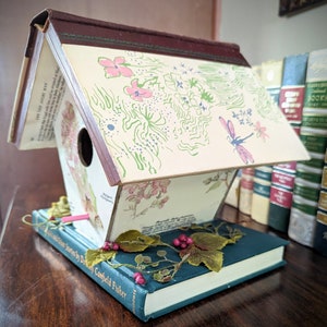 Plants and Floral "bookshelf Birdhouse" Made With Vintage Books, Book ...