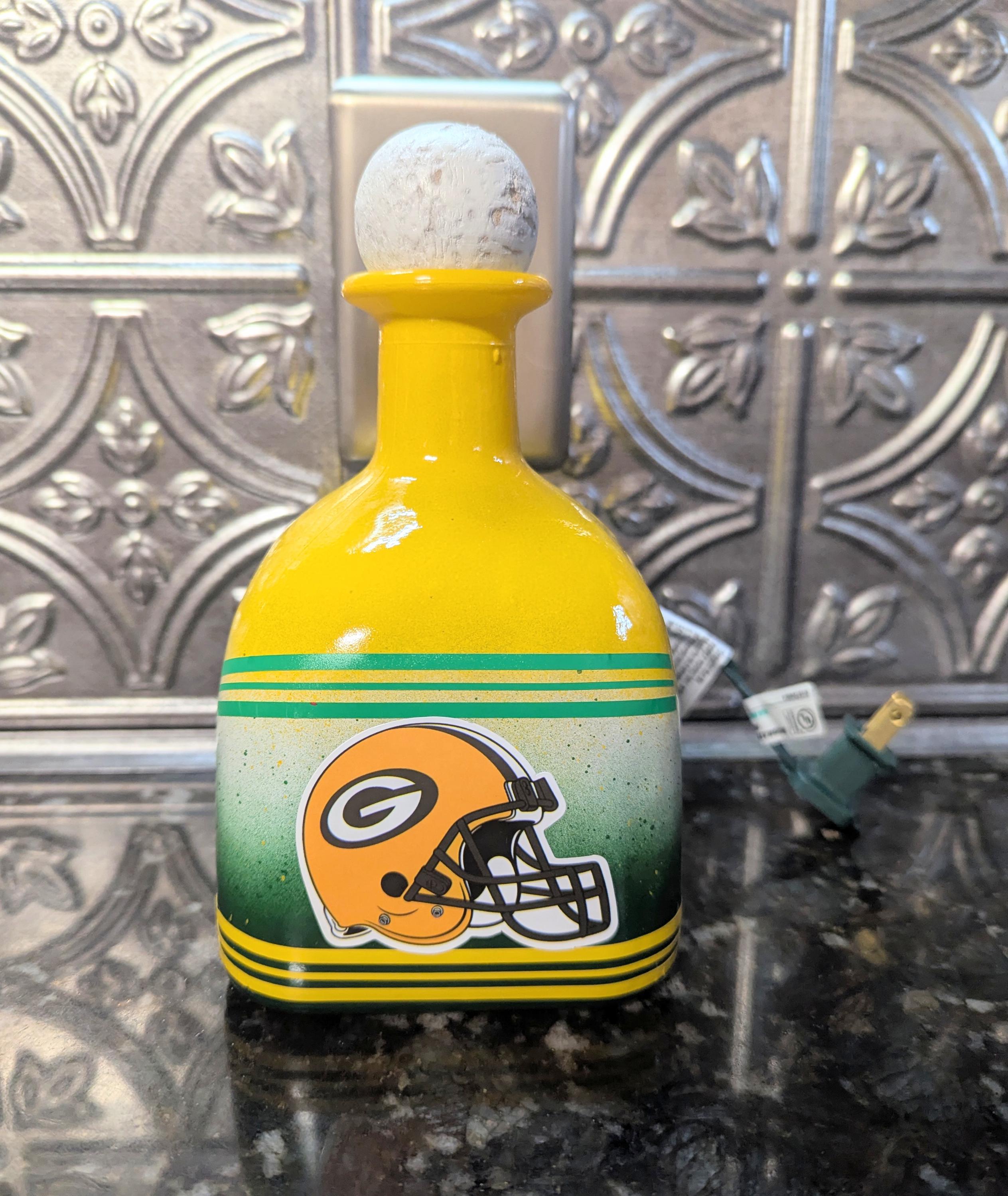 Green Bay Packers Bottle Lamp, Man Cave Bar Game Room Decor, Packers ...