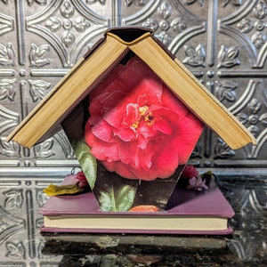 Floral Themed "bookshelf Birdhouse" Made With Readers Digest Condensed ...