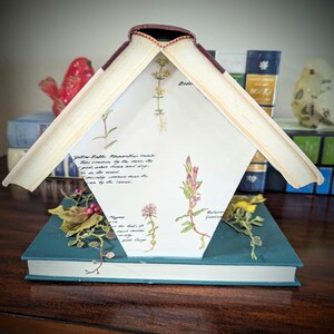 Plants and Floral "bookshelf Birdhouse" Made With Vintage Books, Book ...