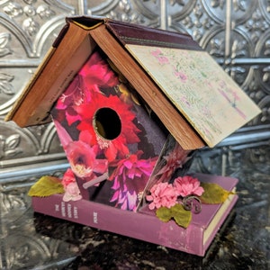 Floral Themed "bookshelf Birdhouse" Made With Readers Digest Condensed ...