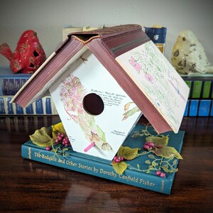Plants and Floral "bookshelf Birdhouse" Made With Vintage Books, Book ...