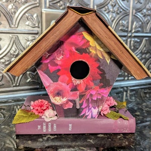 Floral Themed "bookshelf Birdhouse" Made With Readers Digest Condensed ...