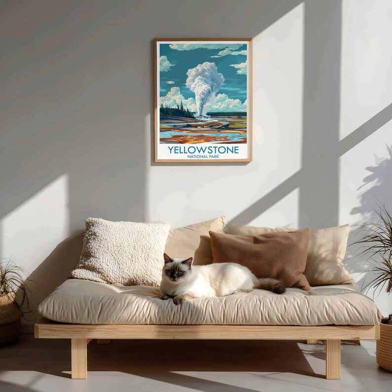 Yellowstone National Park Vintage Travel Poster | USA Retro Wall Art ...