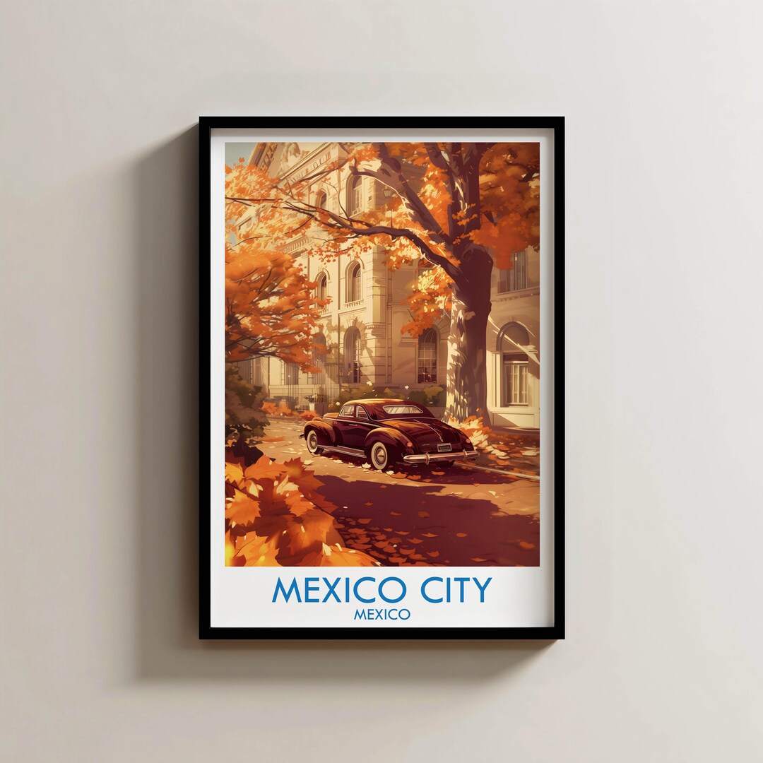 Mexico City Vintage Travel Poster | Mexico Retro Wall Art Print ...