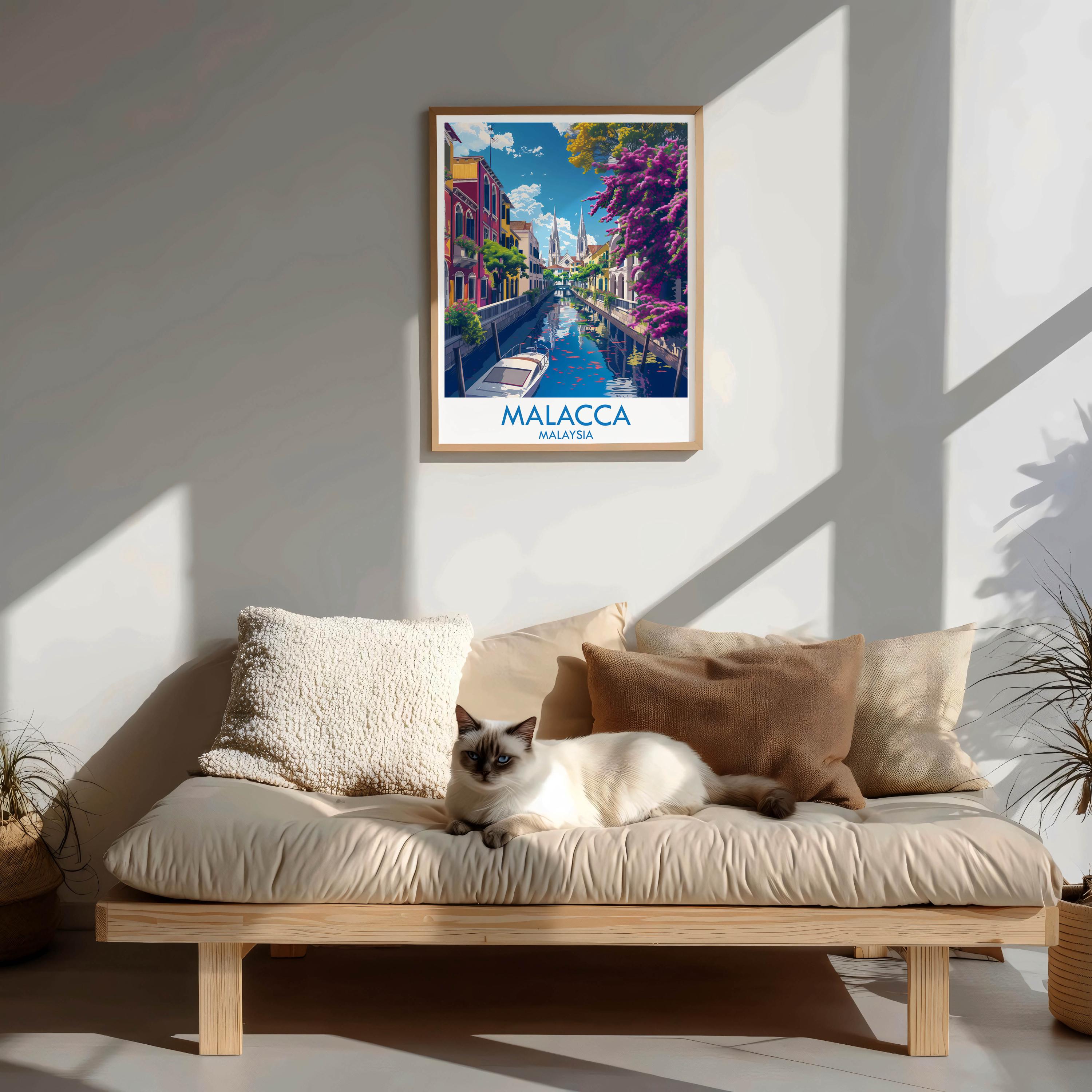 Malacca Vintage Travel Poster | Malaysia Retro Wall Art Print | Travel ...