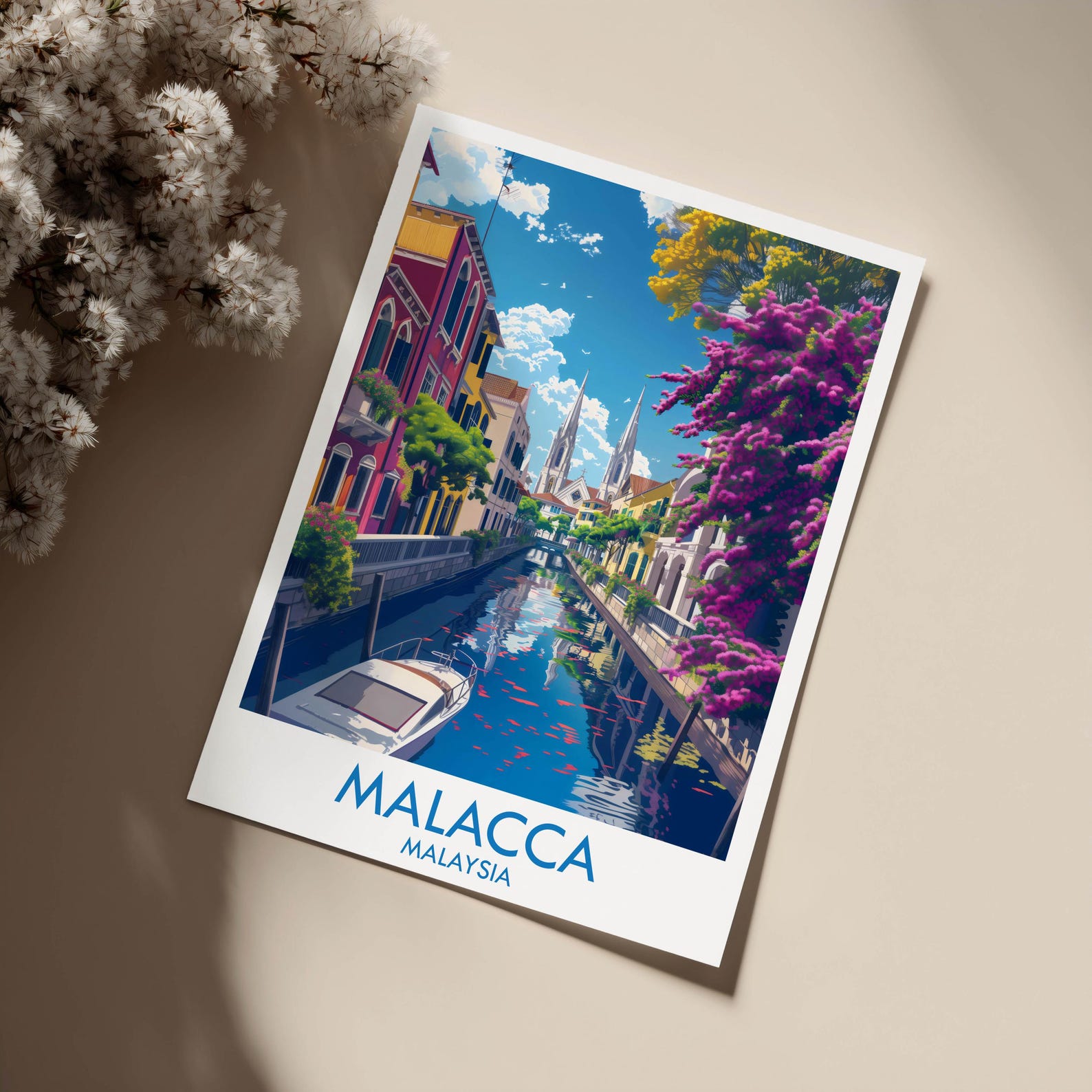 Malacca Vintage Travel Poster | Malaysia Retro Wall Art Print | Travel ...