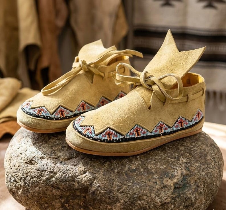 Antique Native American Beaded Moccasins – Handmade Plains Indian ...