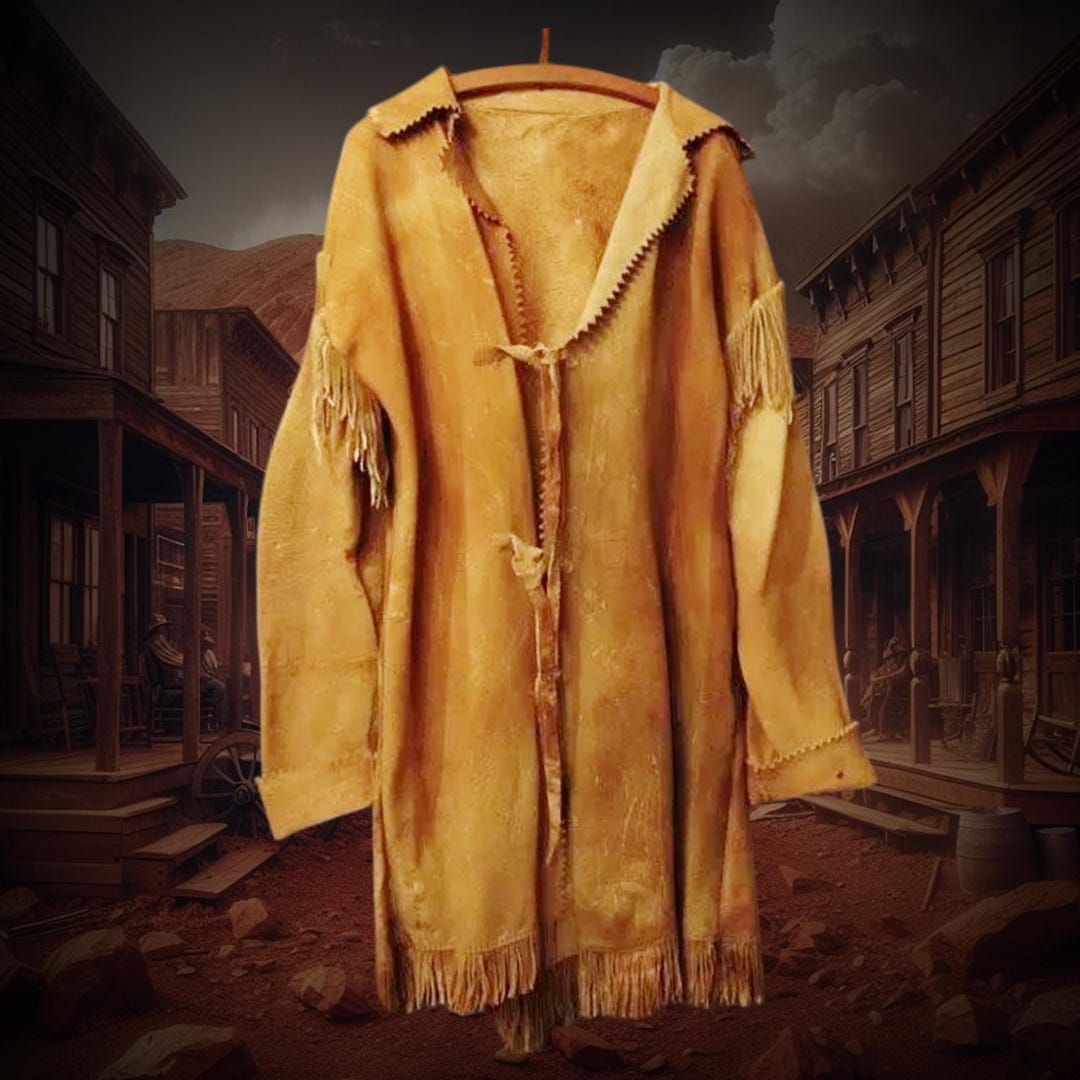 Men's Suede Fringe Frontier Coat: Old West Mountain Man Style, Handmade ...