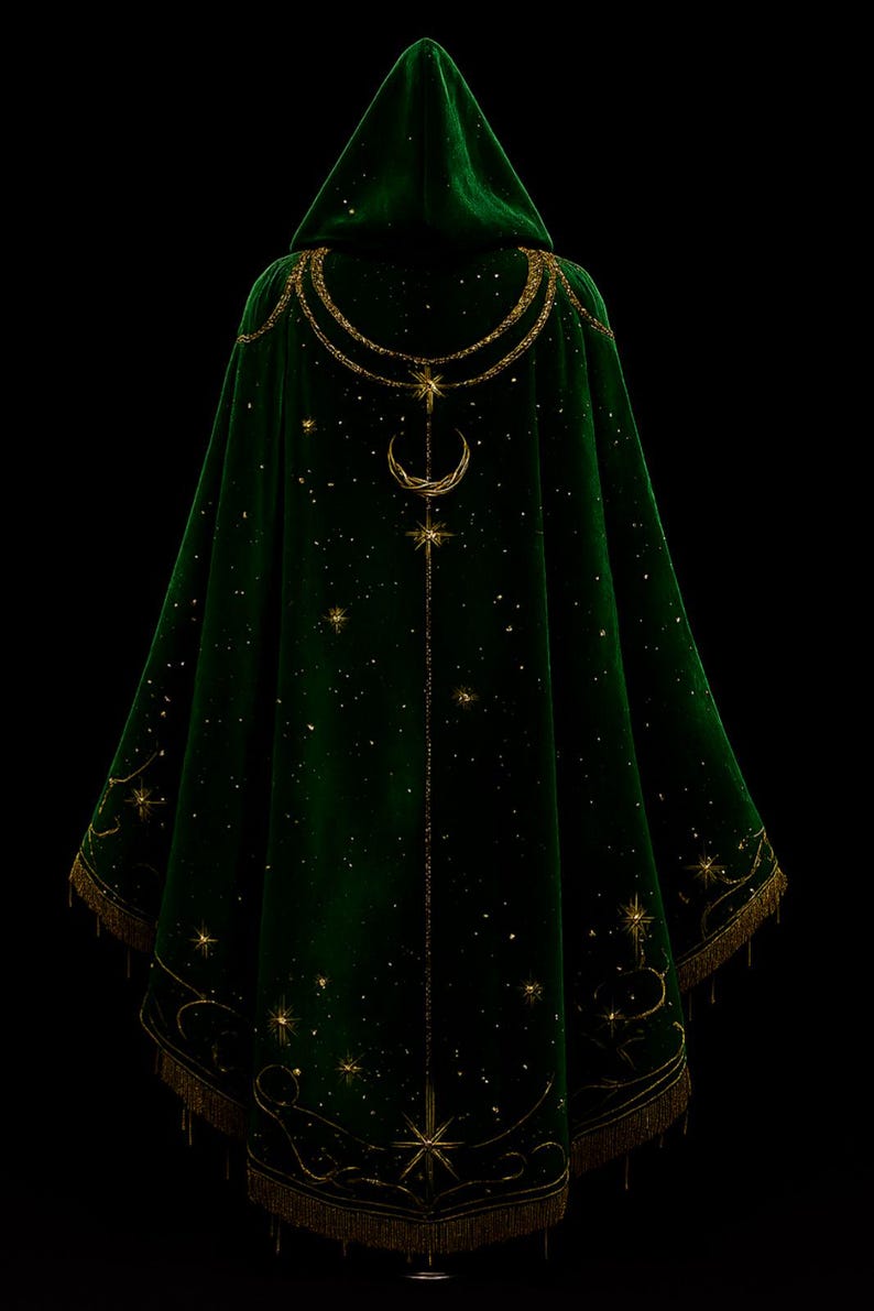 Custom Starry Night Cloak Golden Embroidery Velvet Cape Celestial ...