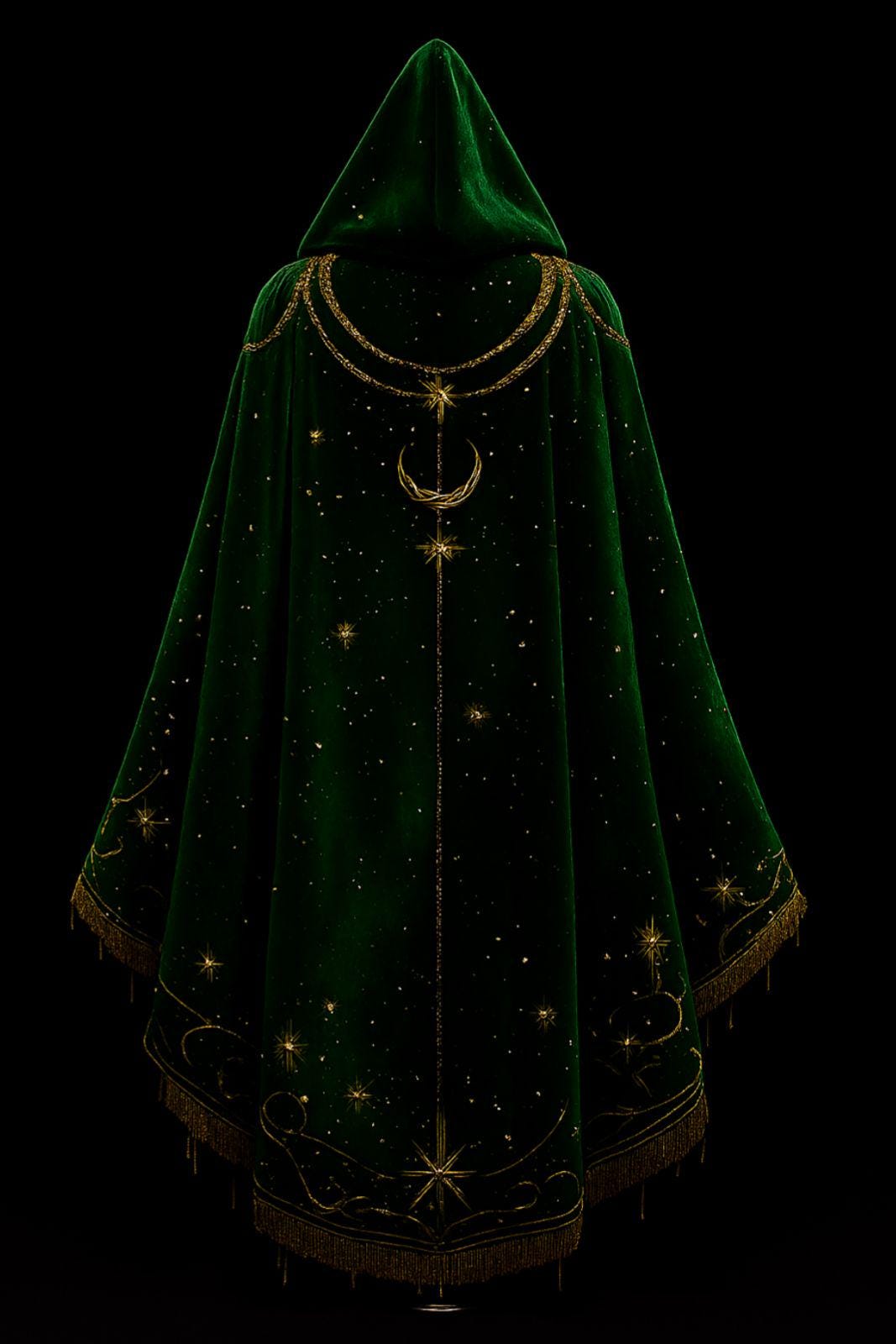 Custom Starry Night Cloak Golden Embroidery Velvet Cape Celestial ...