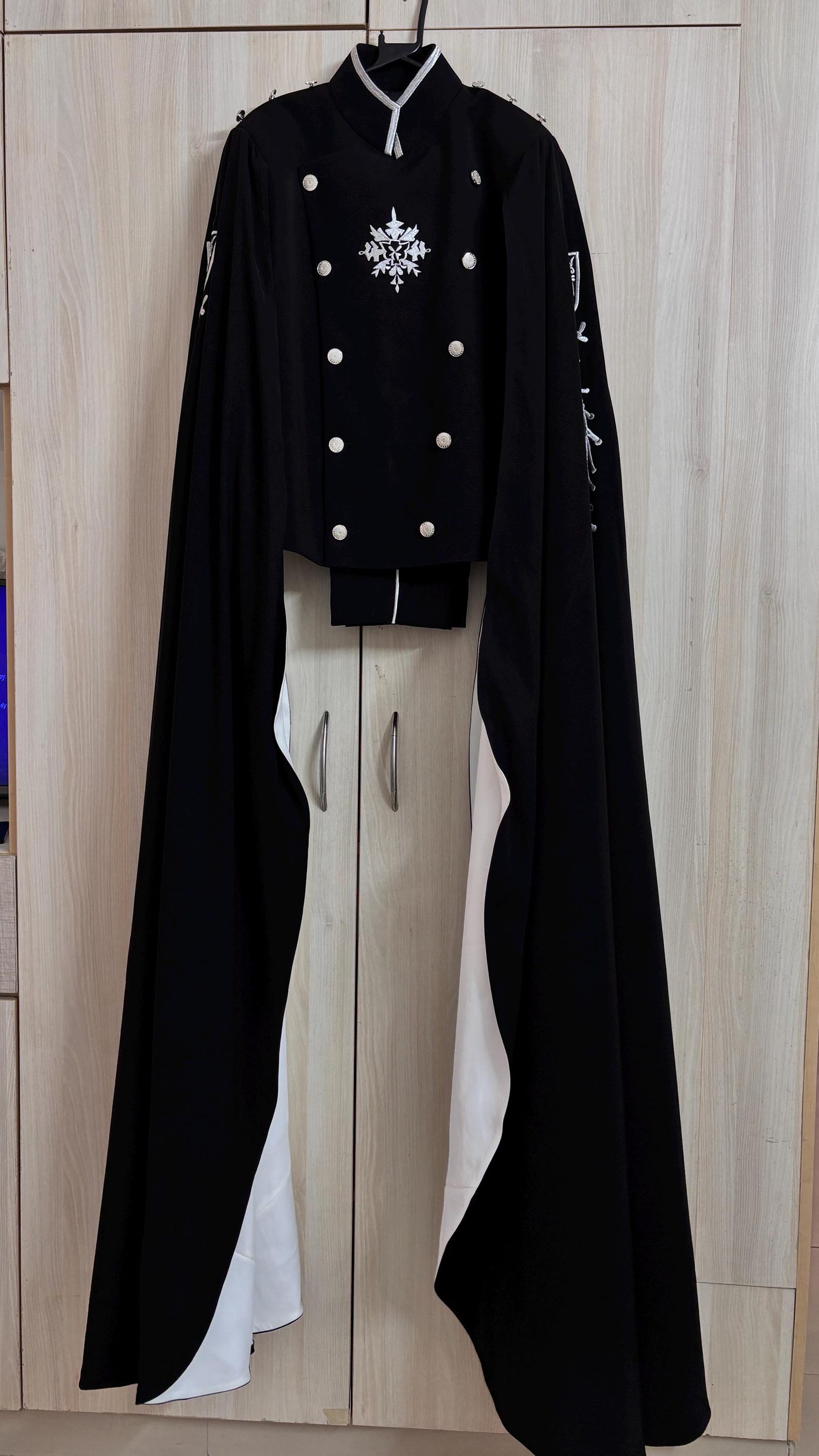Customized Royal Black Military Tailcoat Embroidered Cape Prince ...