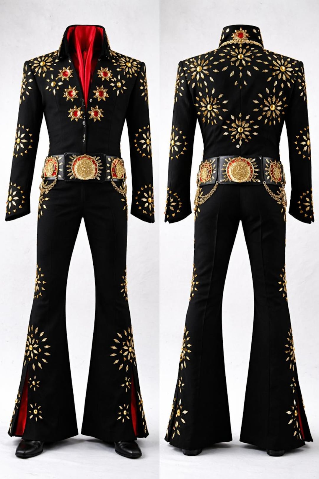 Black Rhinestone Jumpsuit Rockstar Stage Outfit | Handmade Sunburst ...