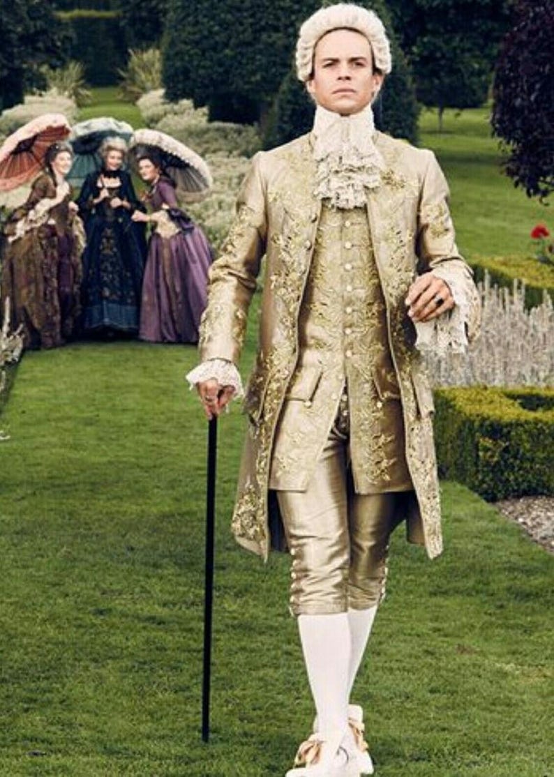 Regal 18th Century Rococo Men’s Costume Baroque Gold Embroidered ...
