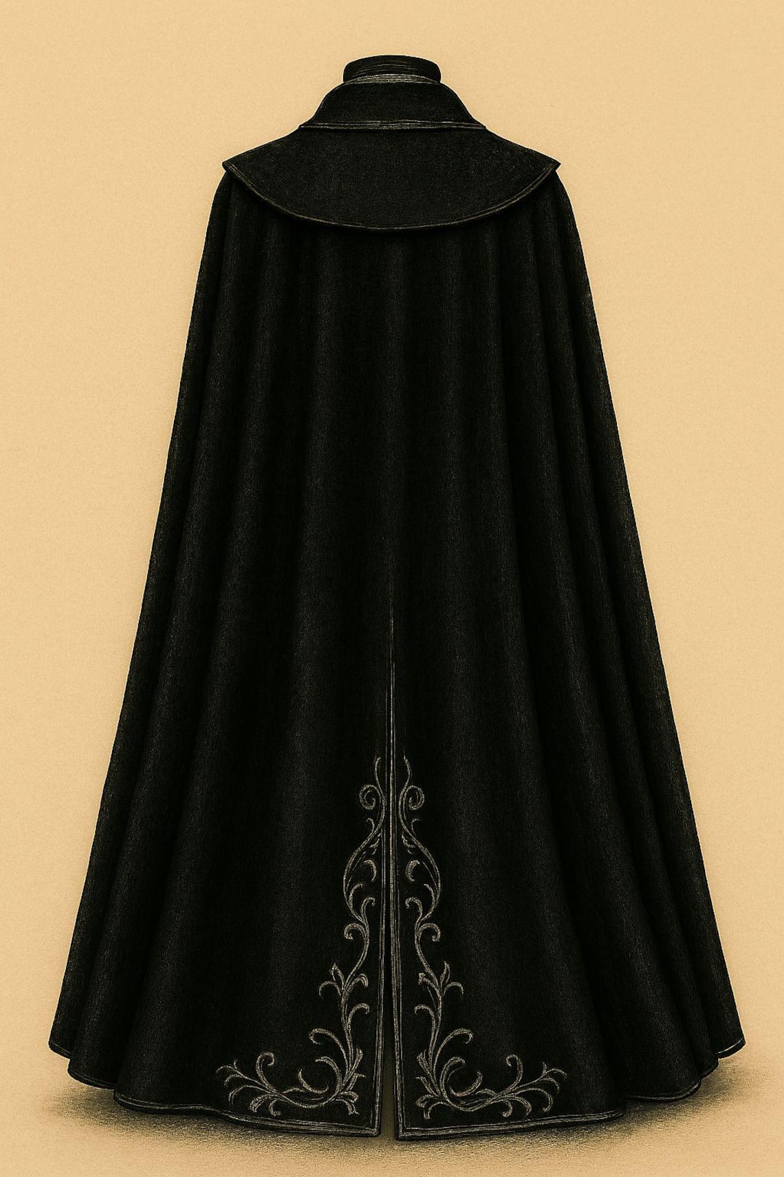 Customized Victorian Gothic Black Cloak Cape Halloween Costume Theatre ...