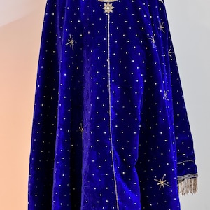 Custom Starry Night Cloak Golden Embroidery Velvet Cape Celestial ...
