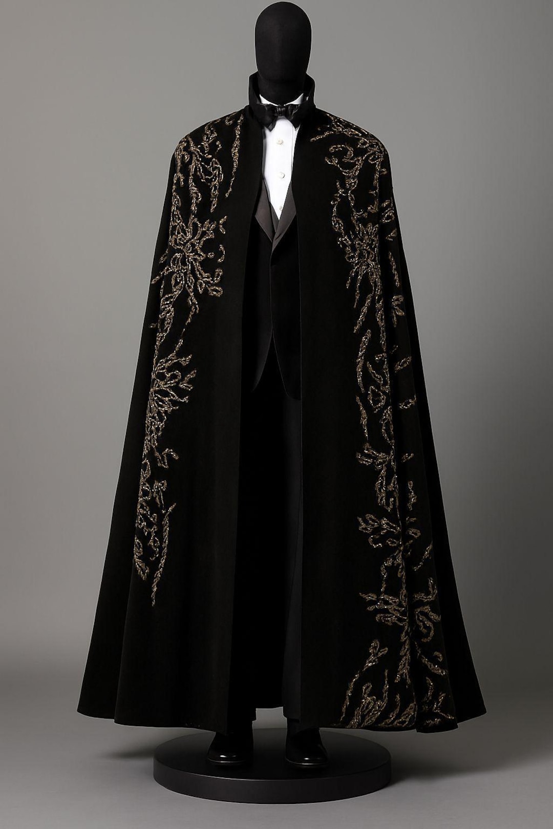 Black Velvet Embroidered Cape | Handcrafted Men Formal Cloak | Vintage ...
