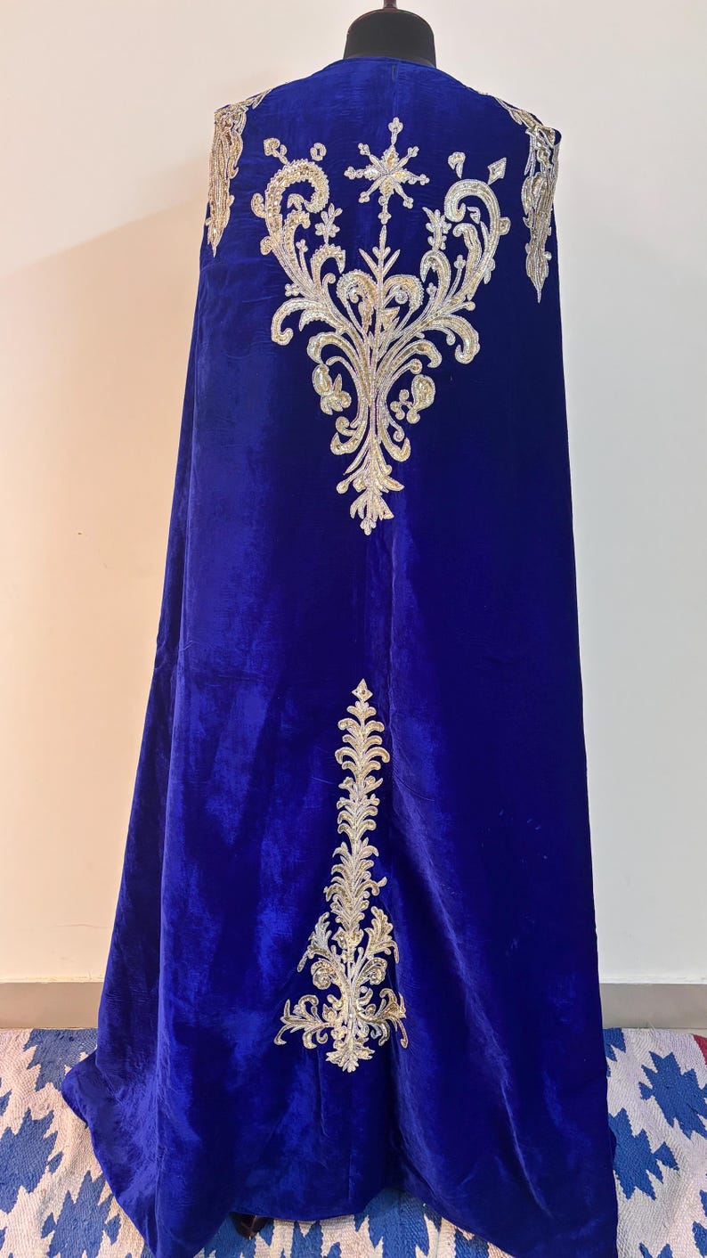 Custom Royal Blue Velvet Embroidered Men Cape Suit Regal Groom Outfit ...